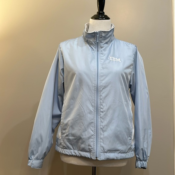 Jackets & Coats | Light Blue Ibm Logo Wind Breaker Zip Up | Poshmark